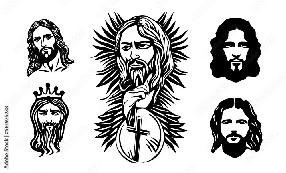 Jesus Christ Illustration, Jesus Illustration set, vector Jesus, Jesus ...