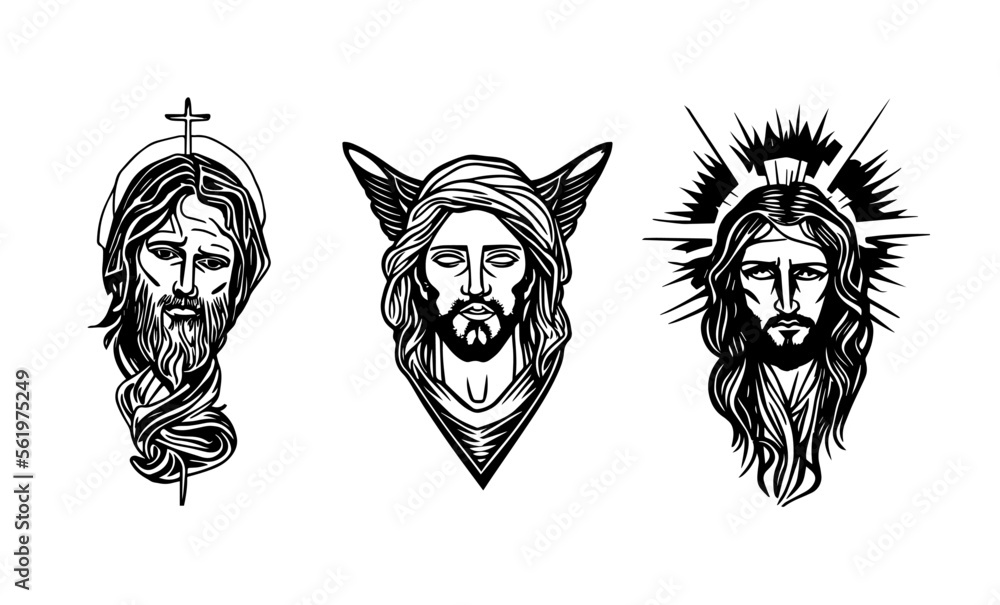 Jesus Christ Illustration, Jesus Illustration set, vector Jesus, Jesus ...