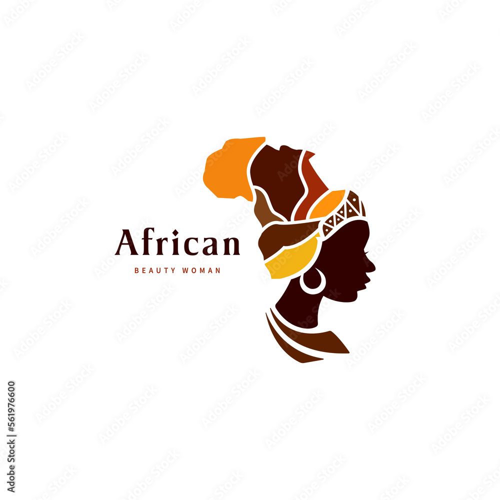 african beauty woman vector logo design inspiration with combine a map ...