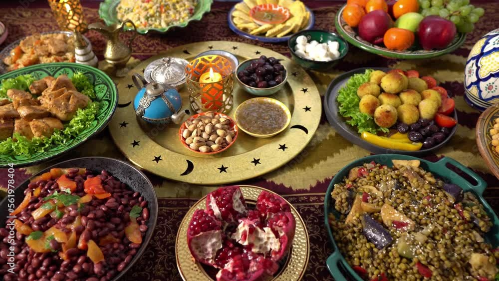 Ramadan mubarak, holiday table. Festive traditional Middle Eastern ...