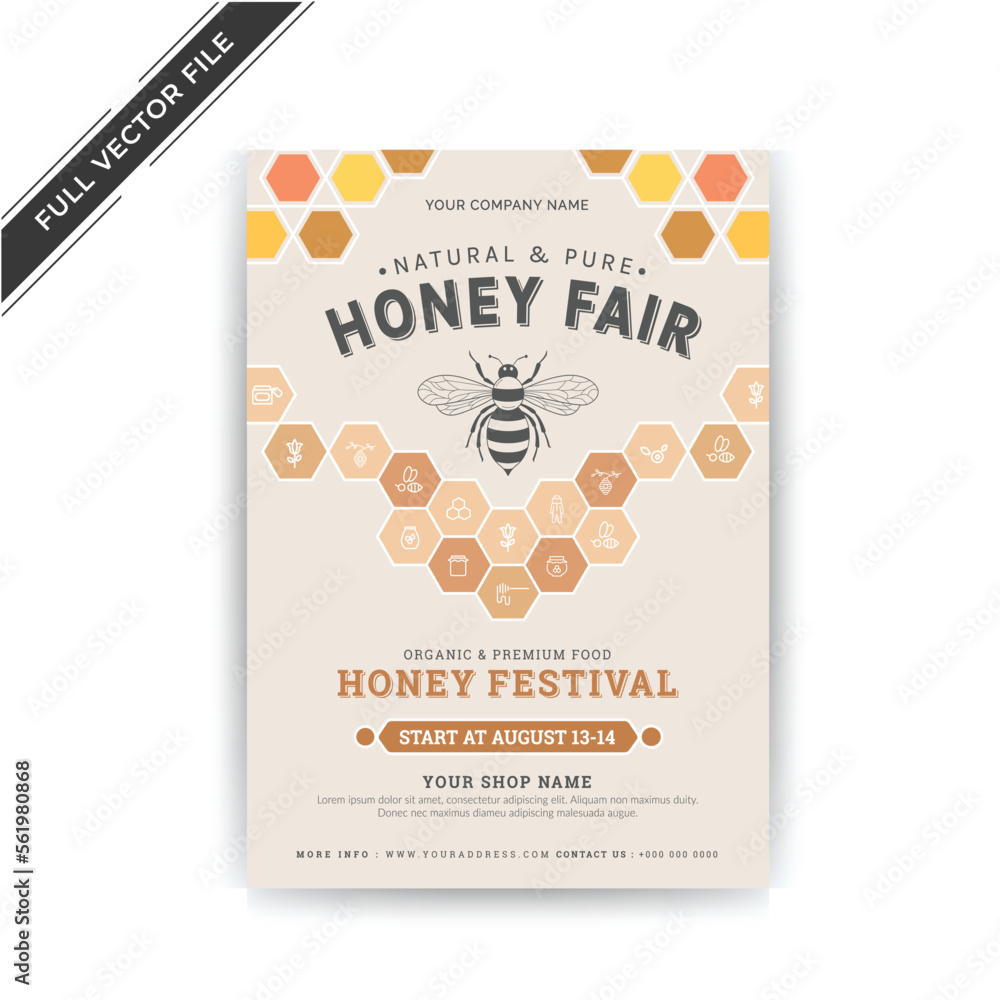 Honey flyer design with honey festival and fair design. Stock Vector ...