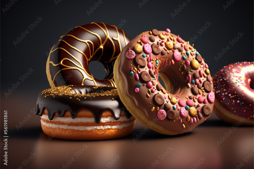 Delicious and fresh donuts | Ai Generative | Hyper realistic | Cream ...