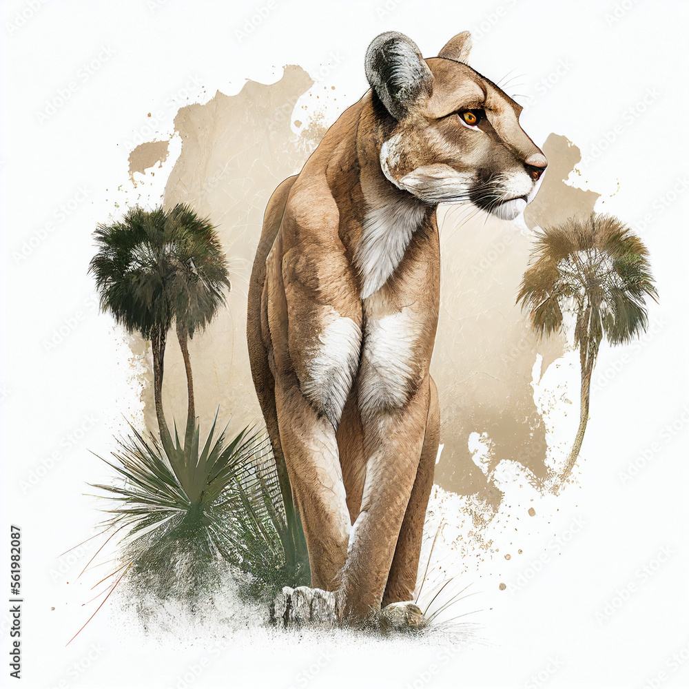 Florida Panther full body image with white background ultra Stock ...
