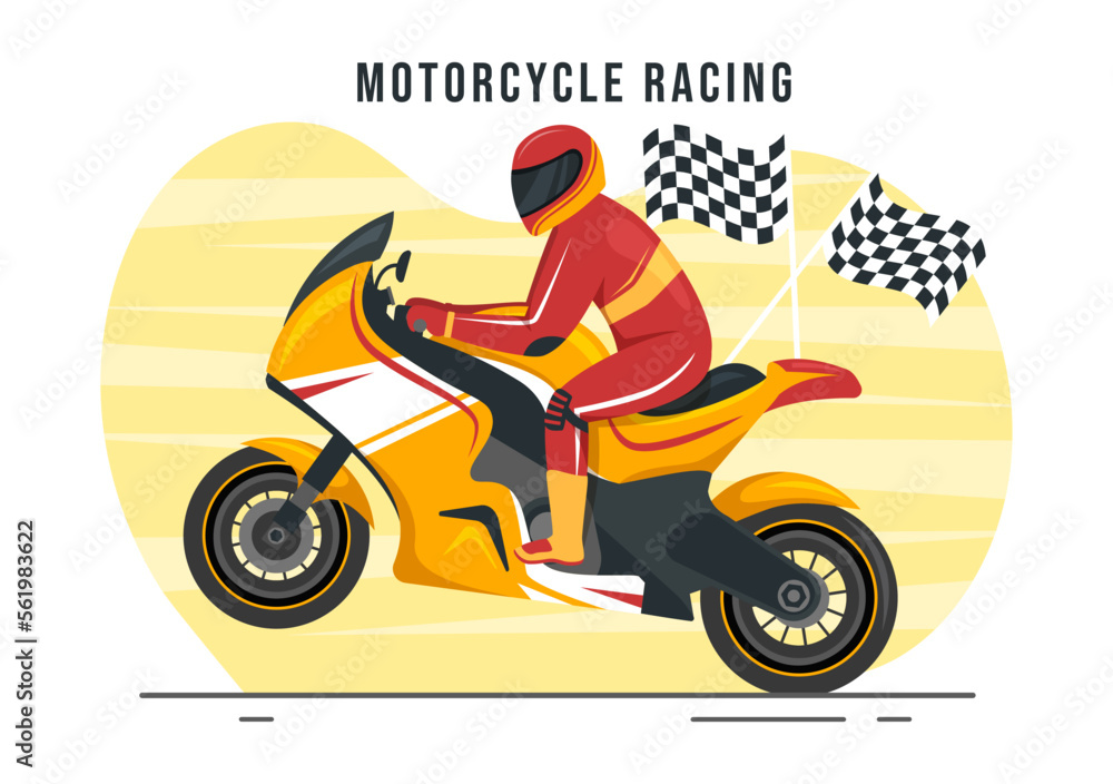 Motorcycle Racing Championship on the Racetrack Illustration with Racer ...