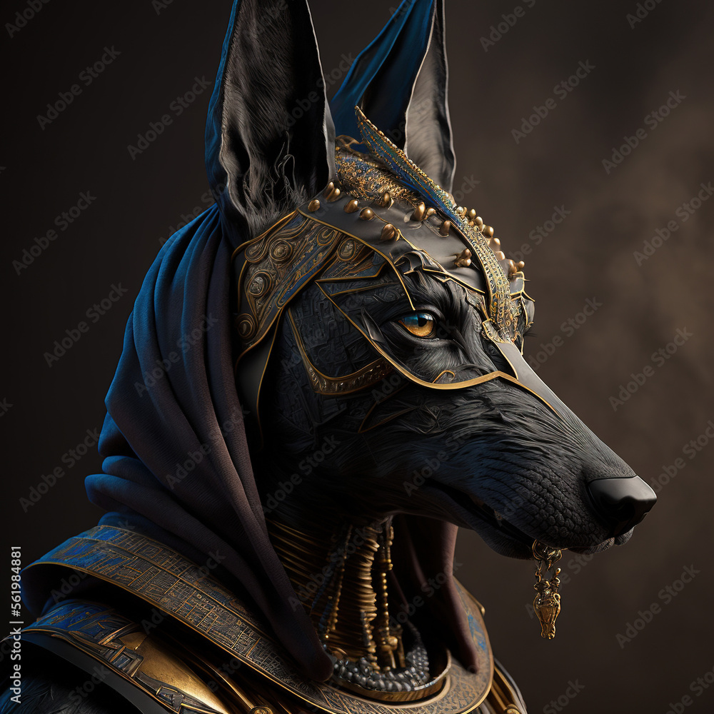 Anubis ancient Egyptian God, 3D render ilustração do Stock | Adobe Stock