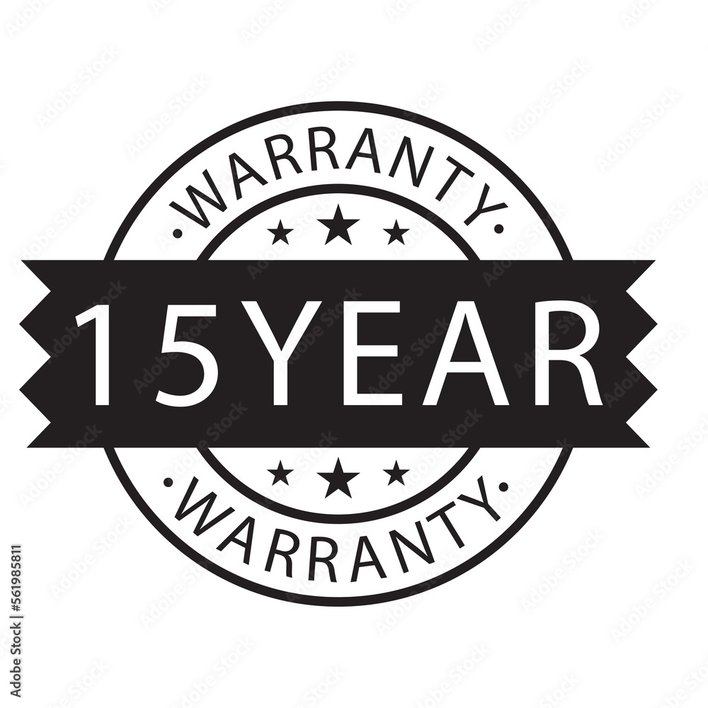 15 year warranty stamp on white background,flat style,Sign, label ...