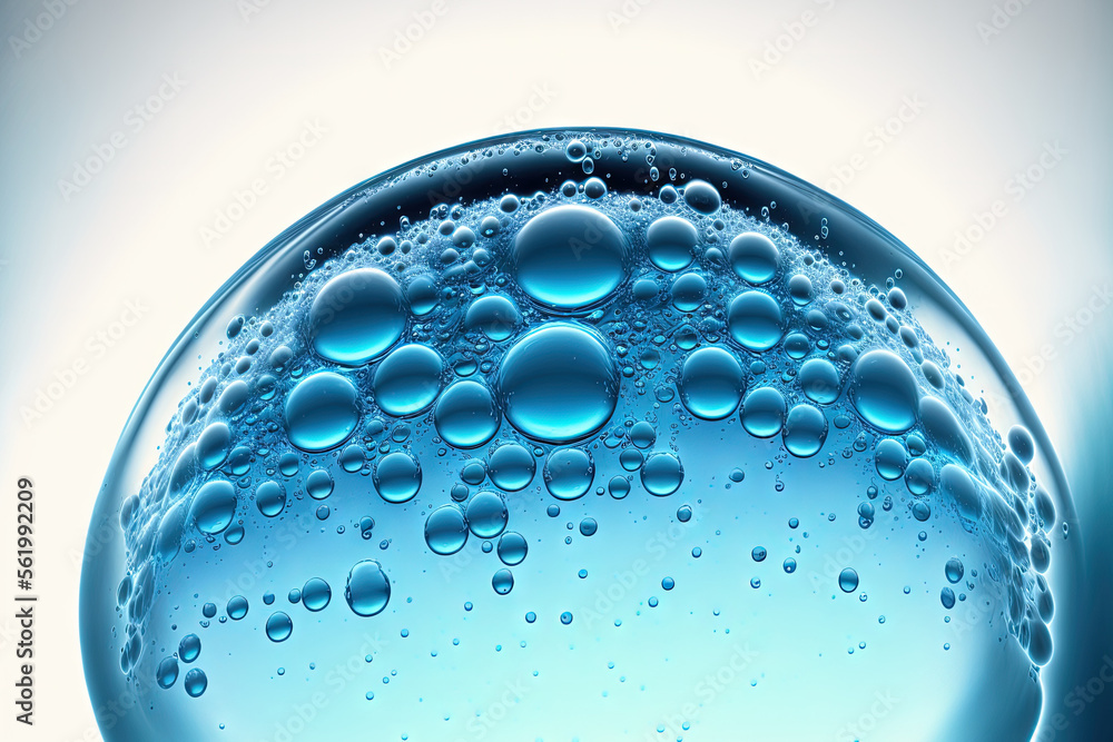 Gel like glycerin texture. Isolated blue serum toner drop on white ...