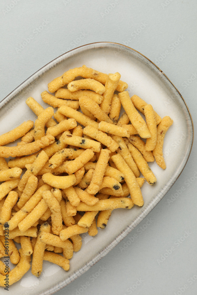 kara sev, a savoury snack of south India made from gram flour and ...