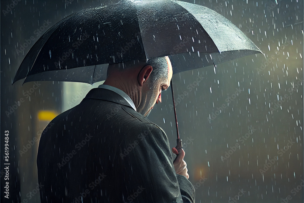 Sad Guy Standing In The Rain