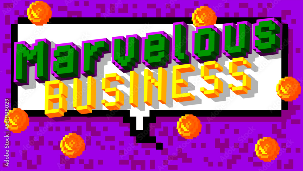 Marvelous Business. Pixelated word with geometric graphic background ...