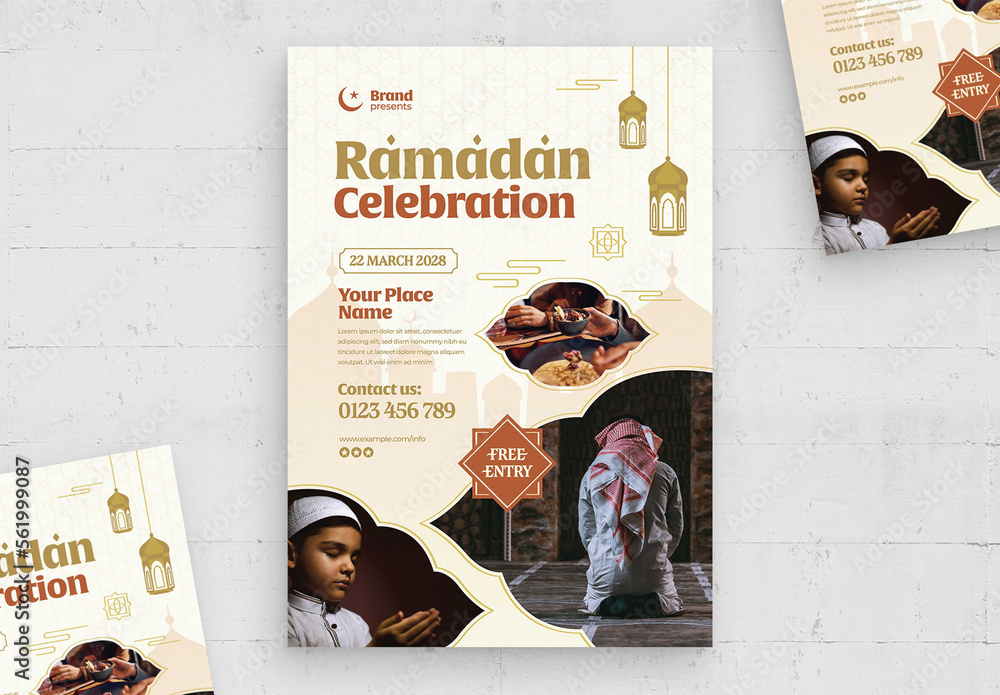 Muslim / Ramadan Flyer Template for Eid Celebrations Stock Template ...
