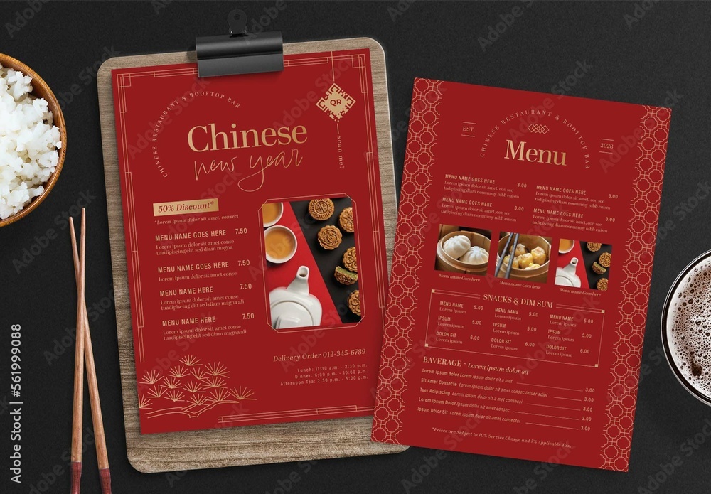 Chinese Restaurant Menu Layout with Modern Contemporary Style Stock ...