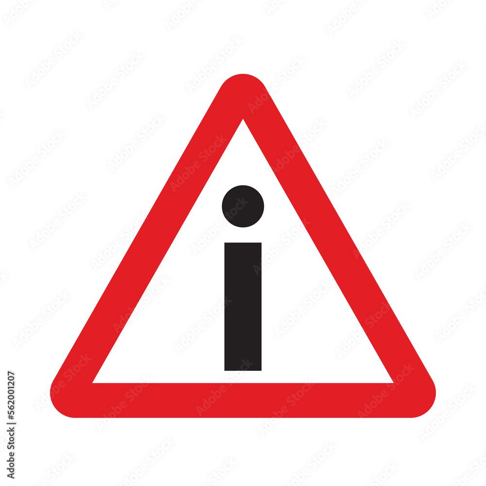 triangle and information plates with caution and information sign with ...