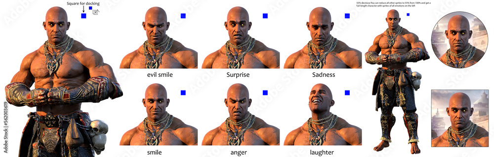 A brutal black man is a warrior, he has a pumped-up wiry body with big ...