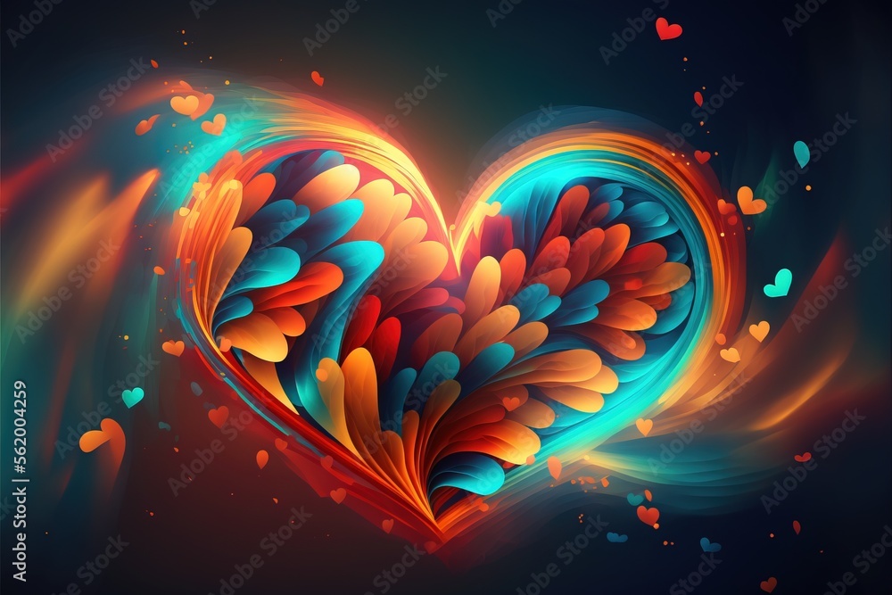 a heart shaped object with many colors and shapes on it's side, with a ...