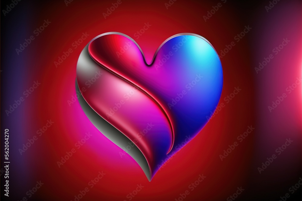 a heart shaped object with a red and blue background and a red and blue ...