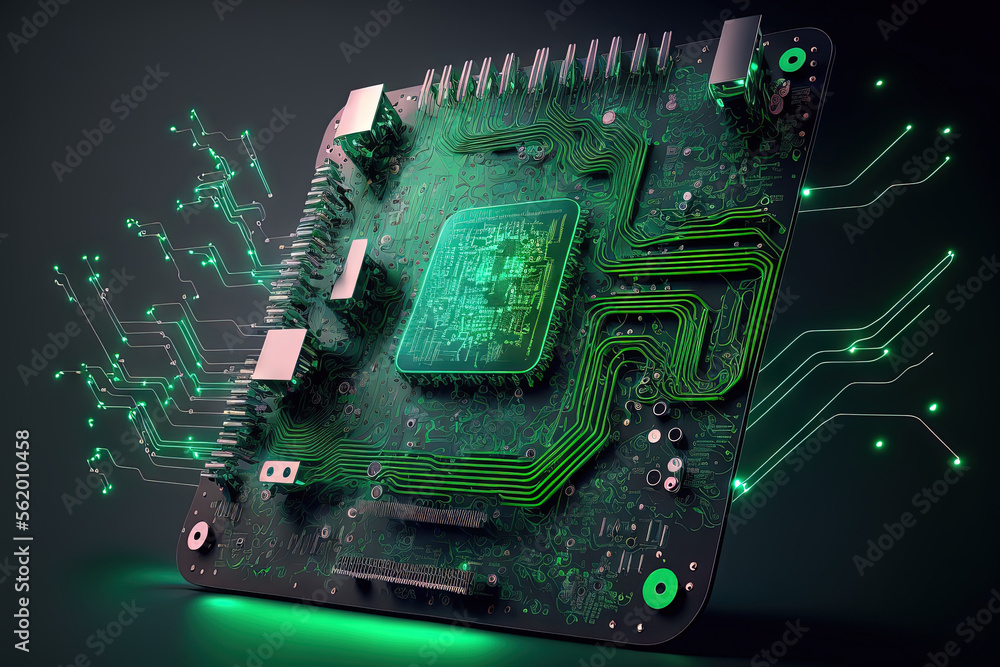 cyborg AI. the circuit board. technical knowledge CPU and GPU concepts ...