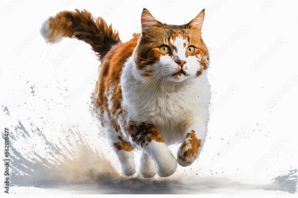 cat run on white background, full body with free space, Made by AI ...