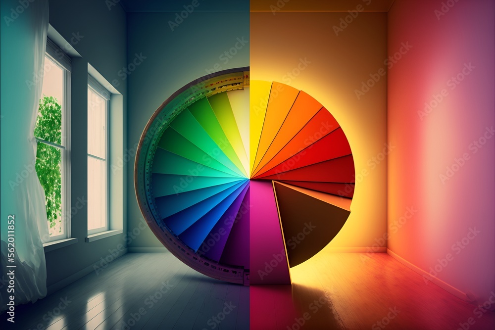 Mindblowing color palette guide inside a room. Generative AI. Stock ...