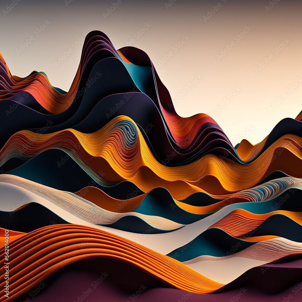 abstract wave background with dark salmon, Vector 3D abstract ...