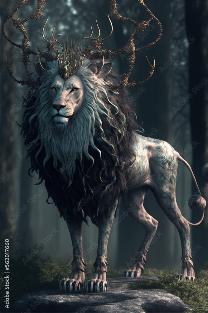 Mythical Creature Lion and Deer Stock Illustration | Adobe Stock