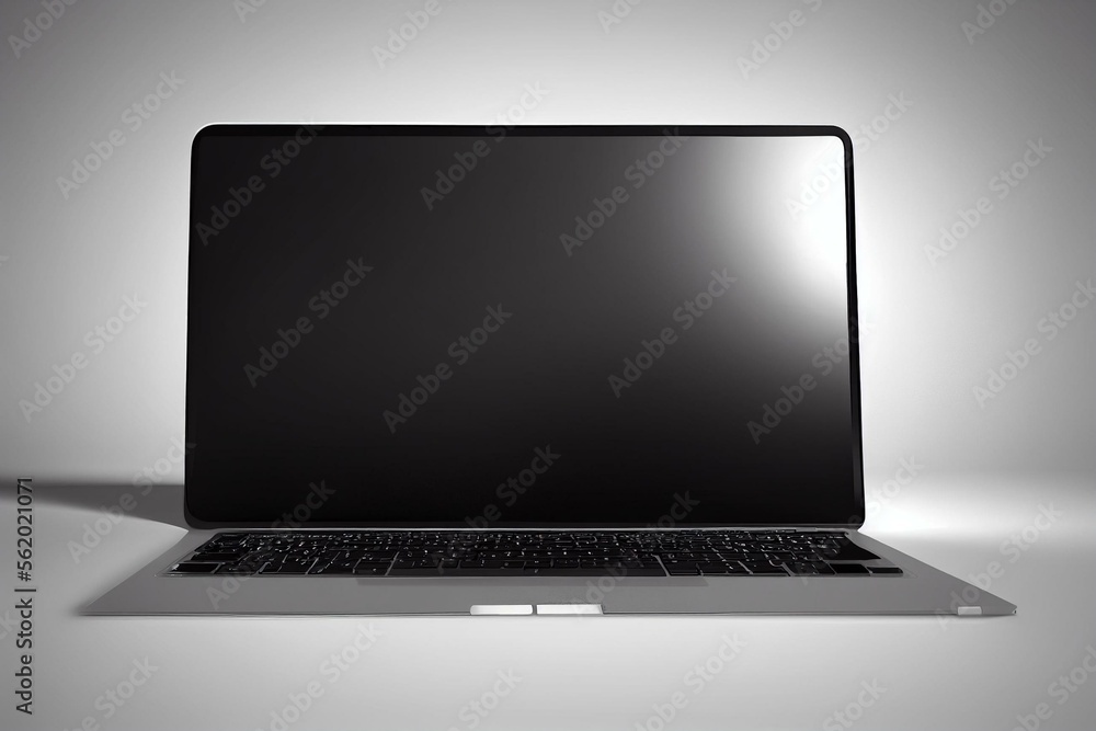 Isolated laptop mockup without background with blank screen. Stock ...