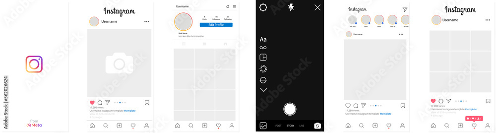 Instagram icons. Template frame for social media. Meta logo, rebrand ...