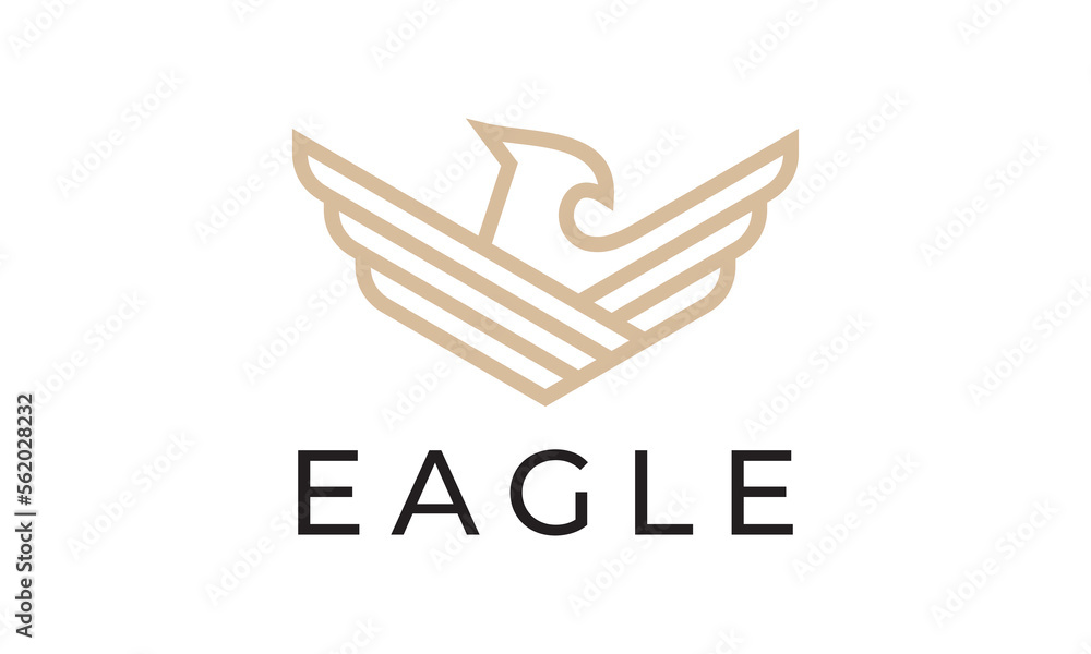 golden eagle logo concept with linear style illustration vector design ...