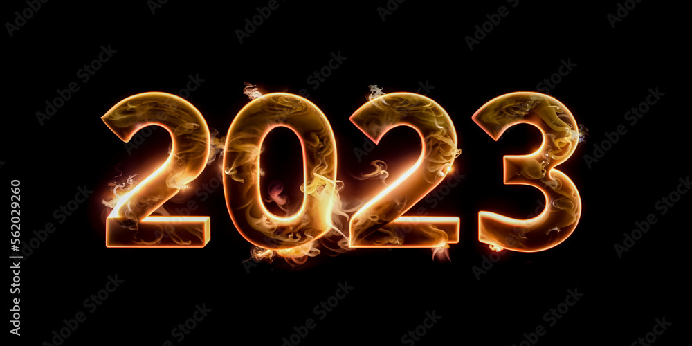 2023 year 3d text text on black, CGI 3d 4K and ai generated. Stock ...