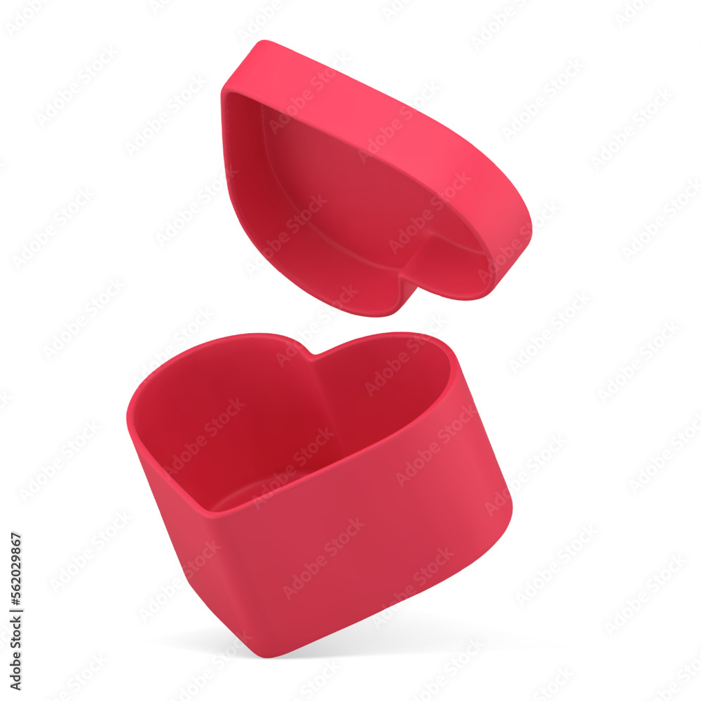 Red gift box empty classic surprise package heart shape enamored ...