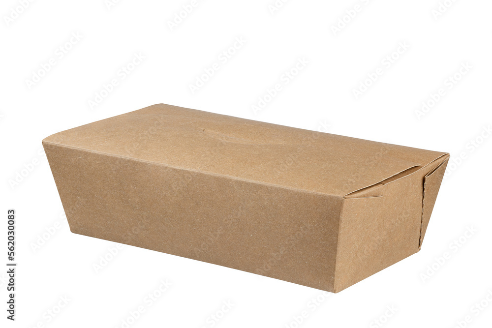 Blank closed craft box mockup, side view. Empty cardboard package for ...