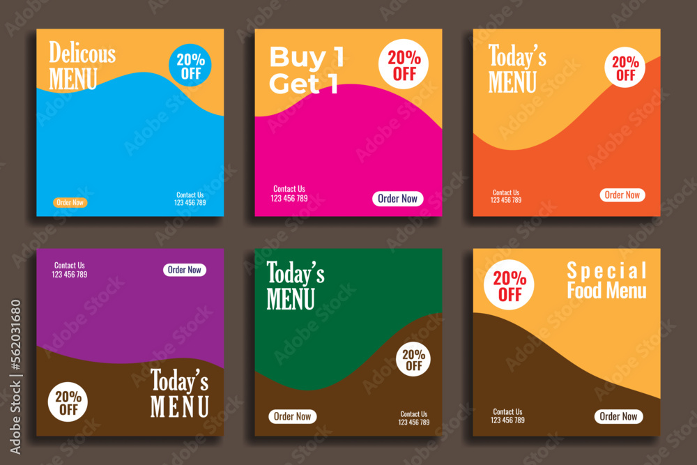 Social media post menu template. Great for restaurant, cafe, product ...