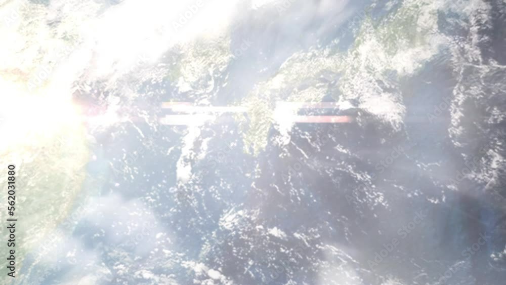 Earth zoom in from outer space to city. Zooming on Kirishima, Kagoshima ...