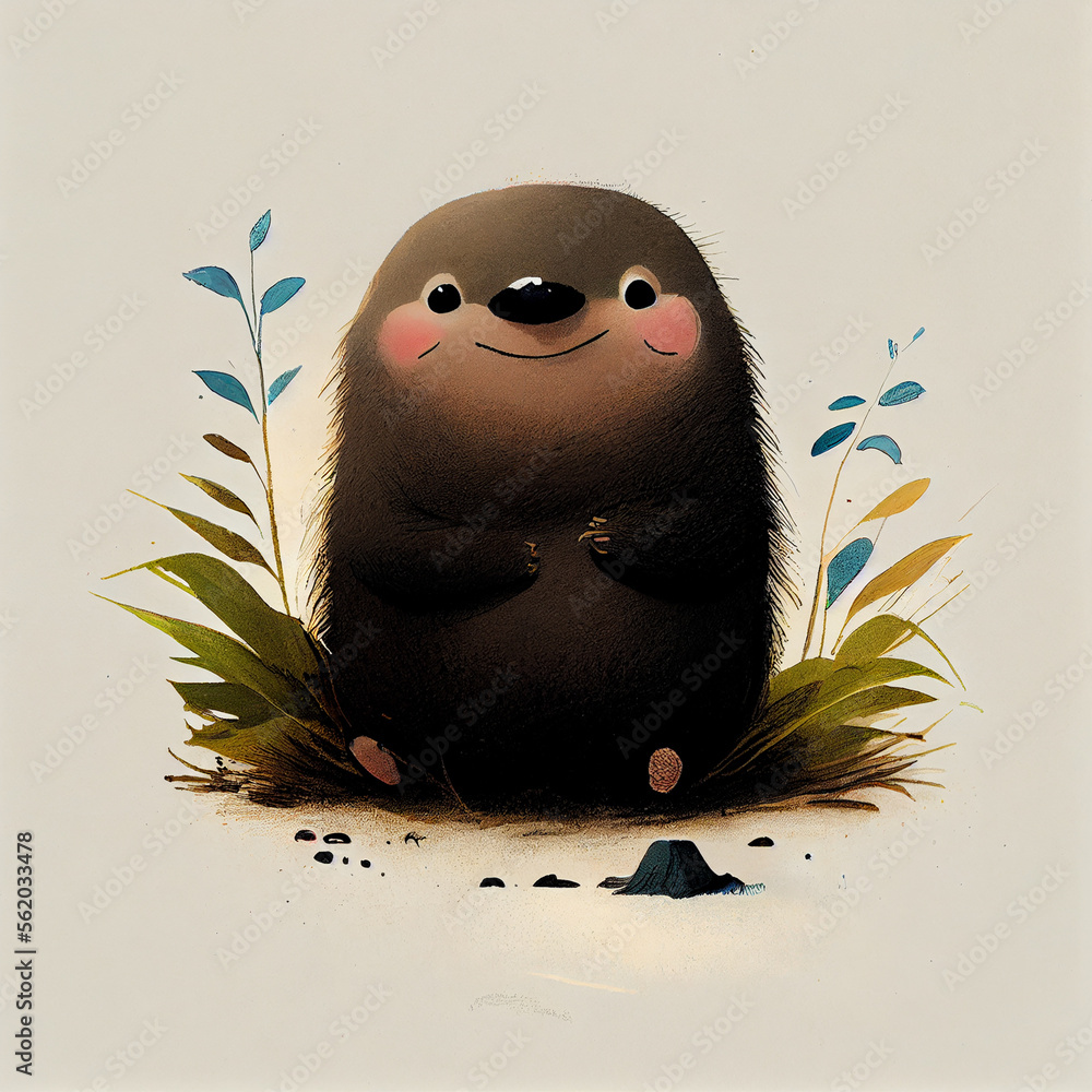 Cartoon. Cute mole smiling. generative ai Stock Illustration | Adobe Stock