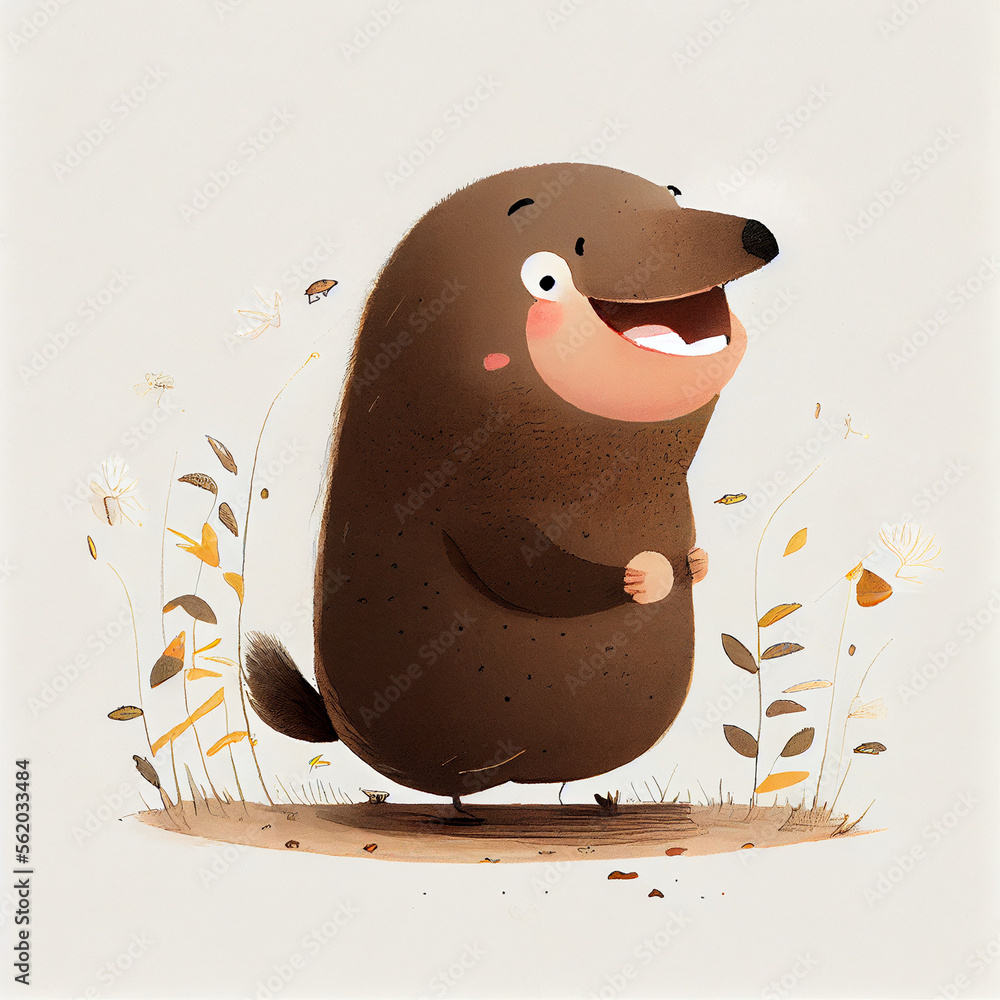 Cartoon. Cute mole smiling. generative ai Stock Illustration | Adobe Stock