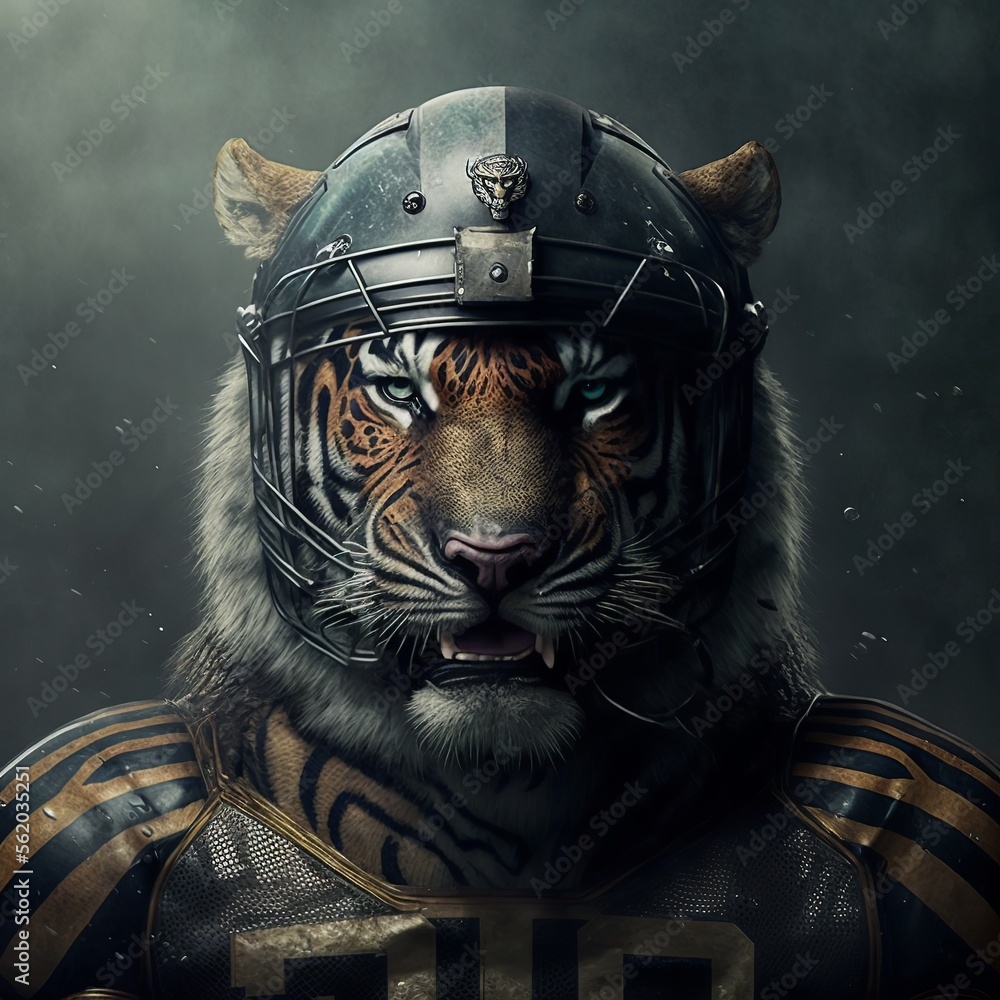 Animals like nfl players like wild animals are strong tiger Stock ...