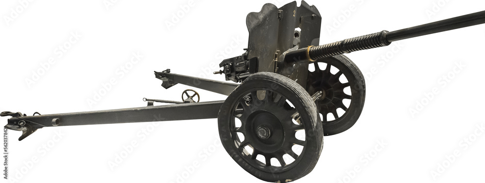 Isolated PNG cutout of an anti-tank artillery cannon from Word War II ...