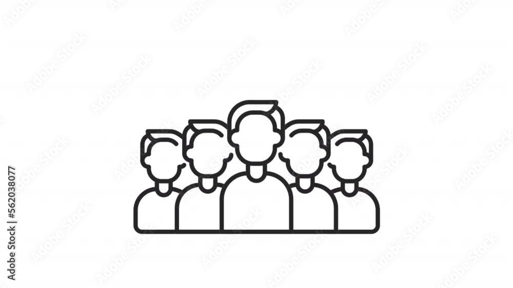 Animated crowd linear icon. Group of people. Company team. Members of ...