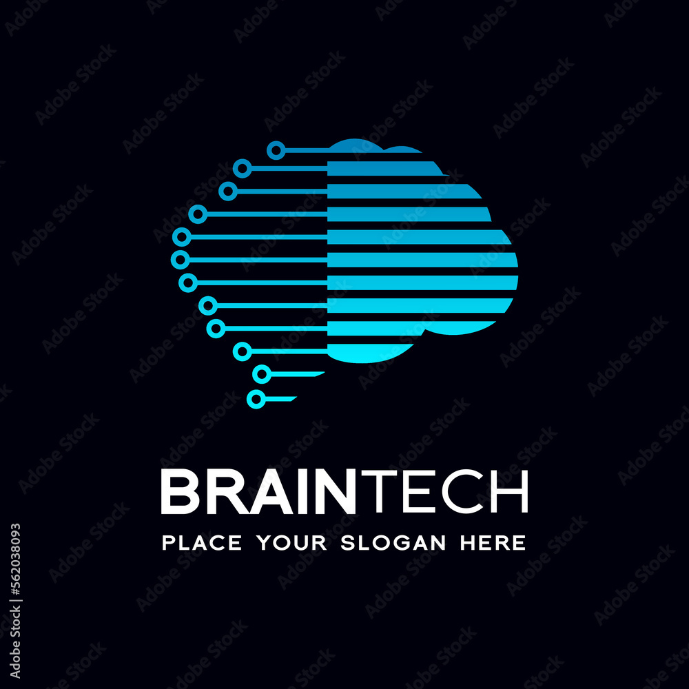 Brain technology vector logo template. This design is suitable for science, smart and idea. Dot ...