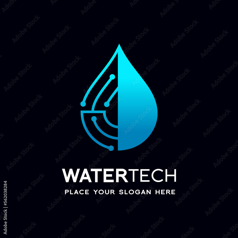 Water technology vector logo template. This design with circuit symbol ...