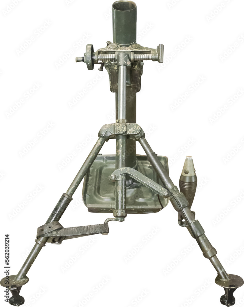 Isolated PNG cutout of a French M2 mortar 60mm from World War IIon a ...