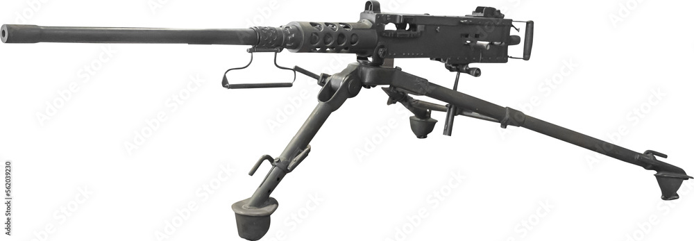 Isolated PNG cutout of a M2 machine gun from World War II on a ...