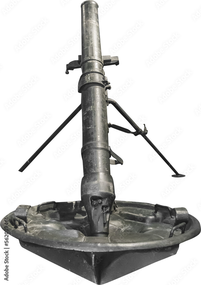 Isolated PNG cutout of a 120mm mortar from World War Two 1943 on a ...