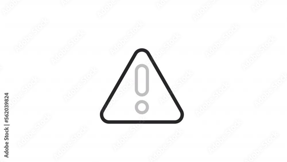 Animated warning linear icon. Attention sign. Security alarm ...