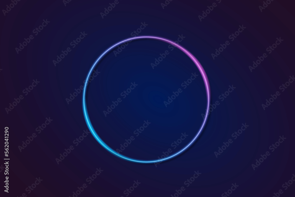 Neon color light circle frame. Retro fluorescent border. Object on ...