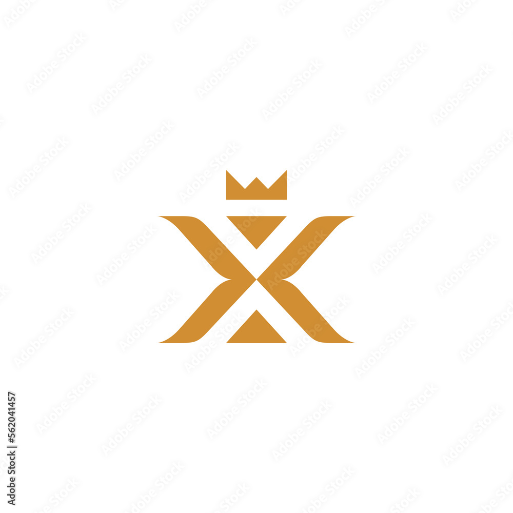 X Crown Logo Design With Gold Color Stock Vector | Adobe Stock