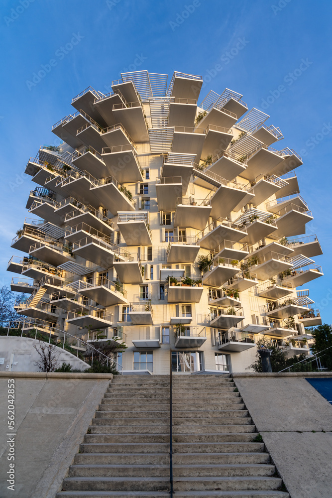 Montpellier, France - 01 12 2023 : Low angle view of famous landmark ...