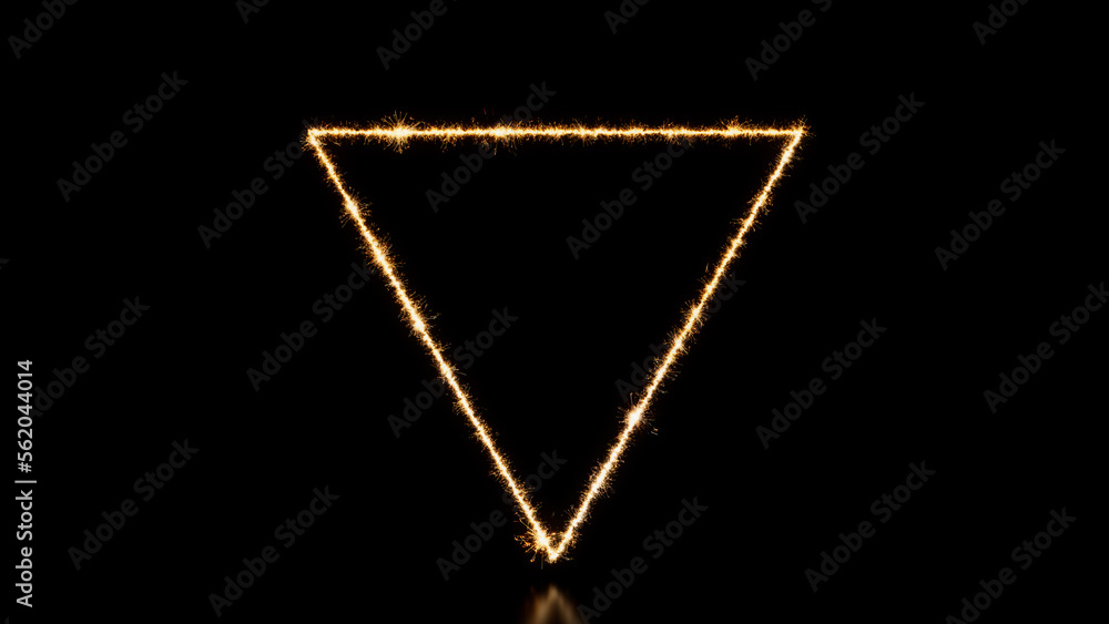 Holiday Background with Triangle Frame on Black. Gold Sparkler Firework ...