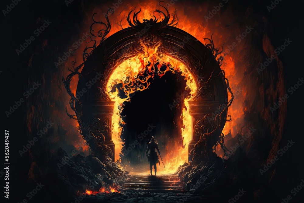 4K resolution or higher, fire portal, hell. Generative AI Technology ...
