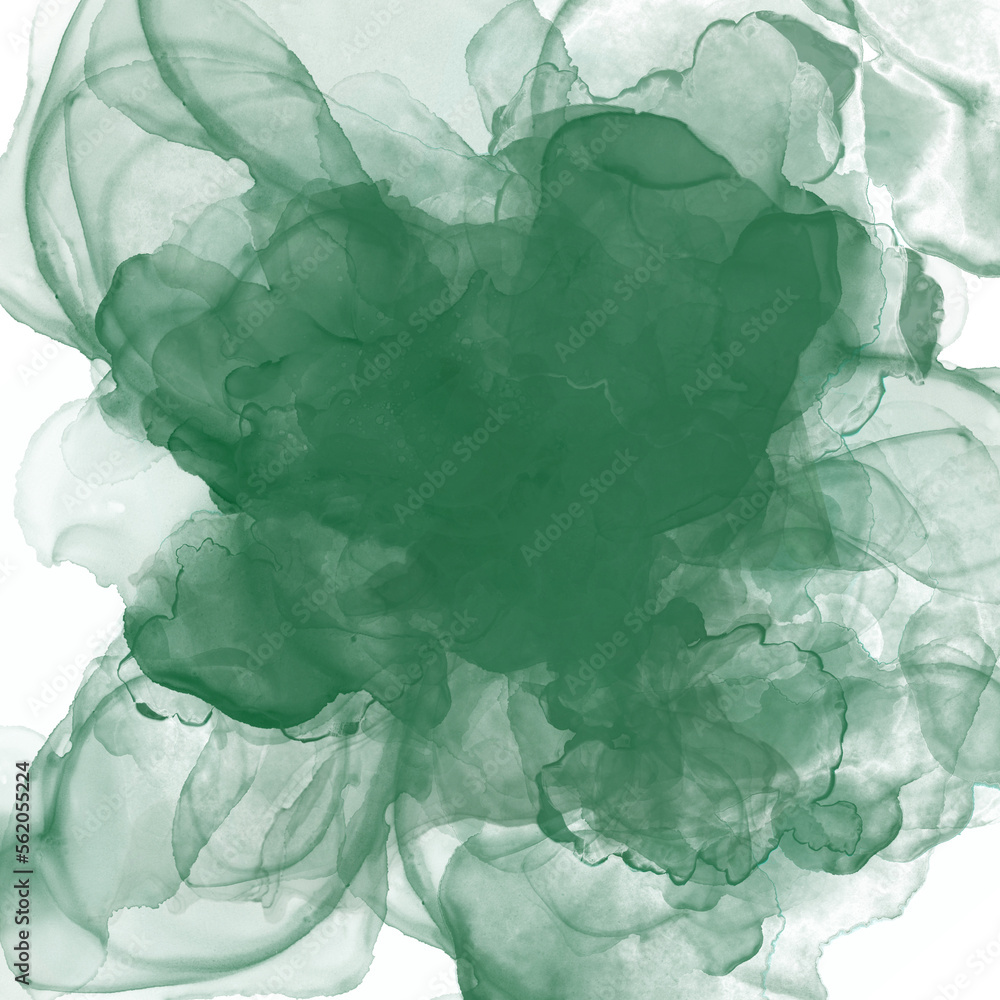 Soft alcohol ink background with green pastel colours, creative fluid ...